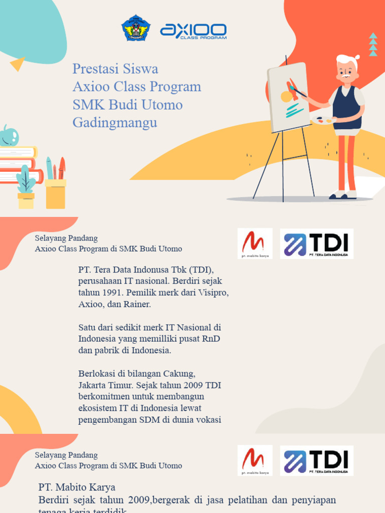 Axioo Class Program SMK Budi Utomo | PDF | Karier & Perkembangan | Seni