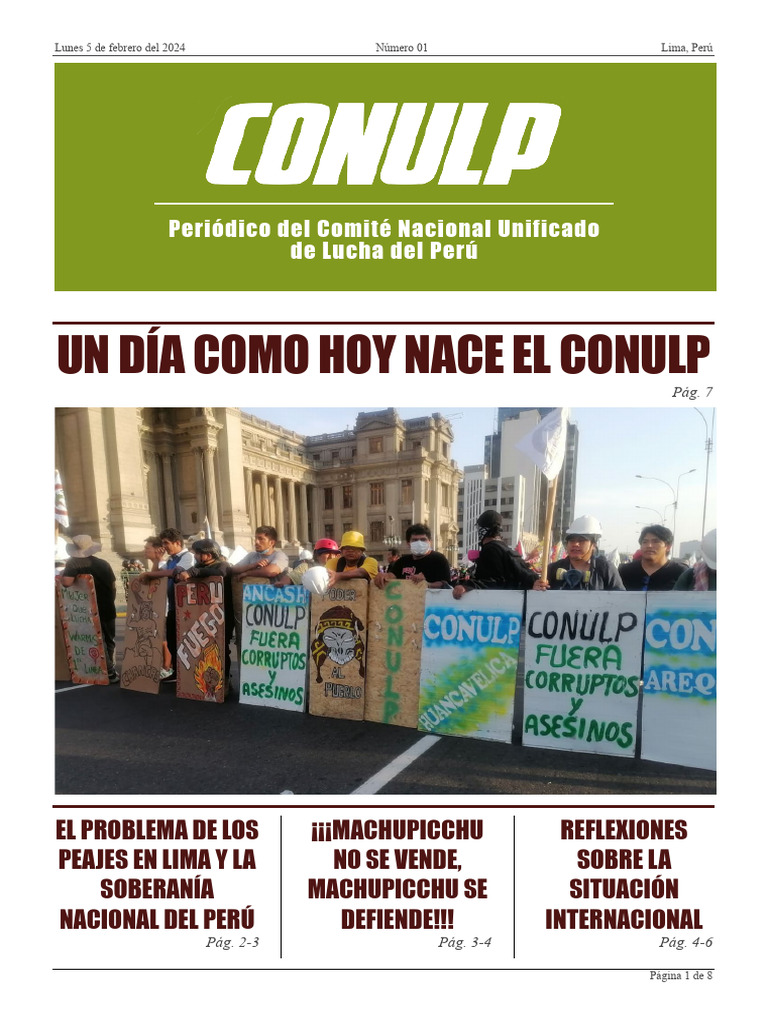 Periódico CONULP #1 | PDF | Perú | Política mundial