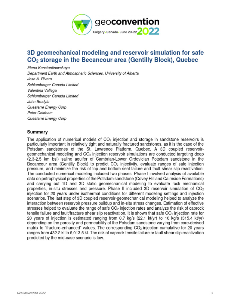 3d Geomechanical Modeling and Reservoir Simulation | PDF