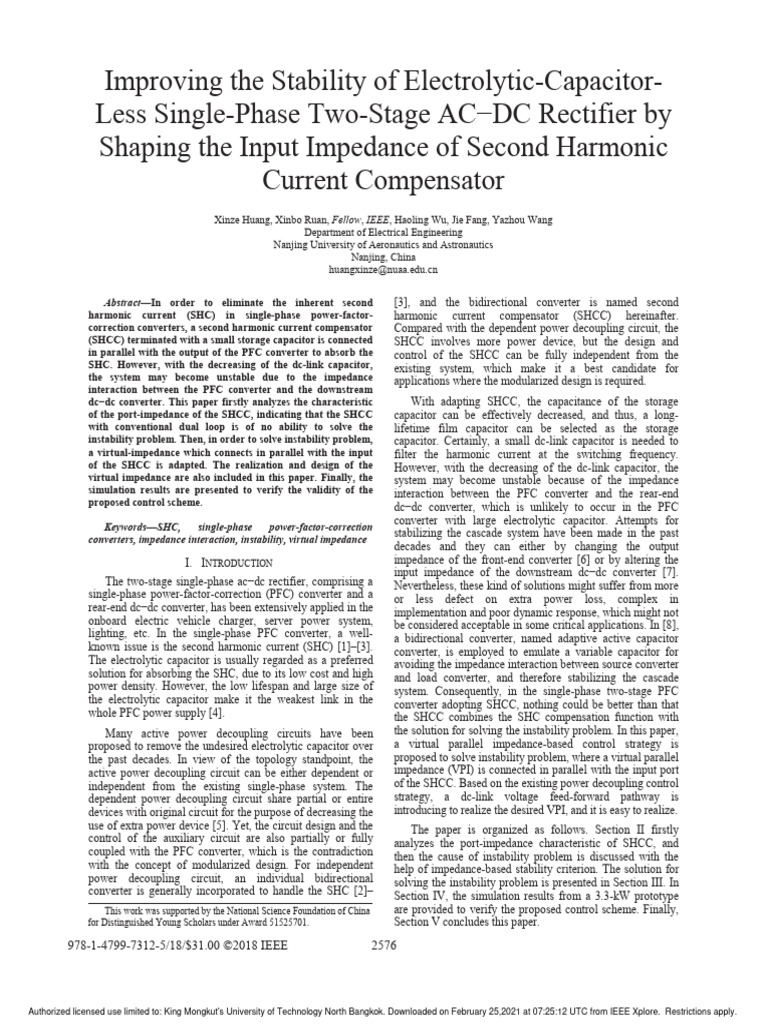 Improving The Stability of Electrolytic-Capacitor-Less Single-Phase Two ...
