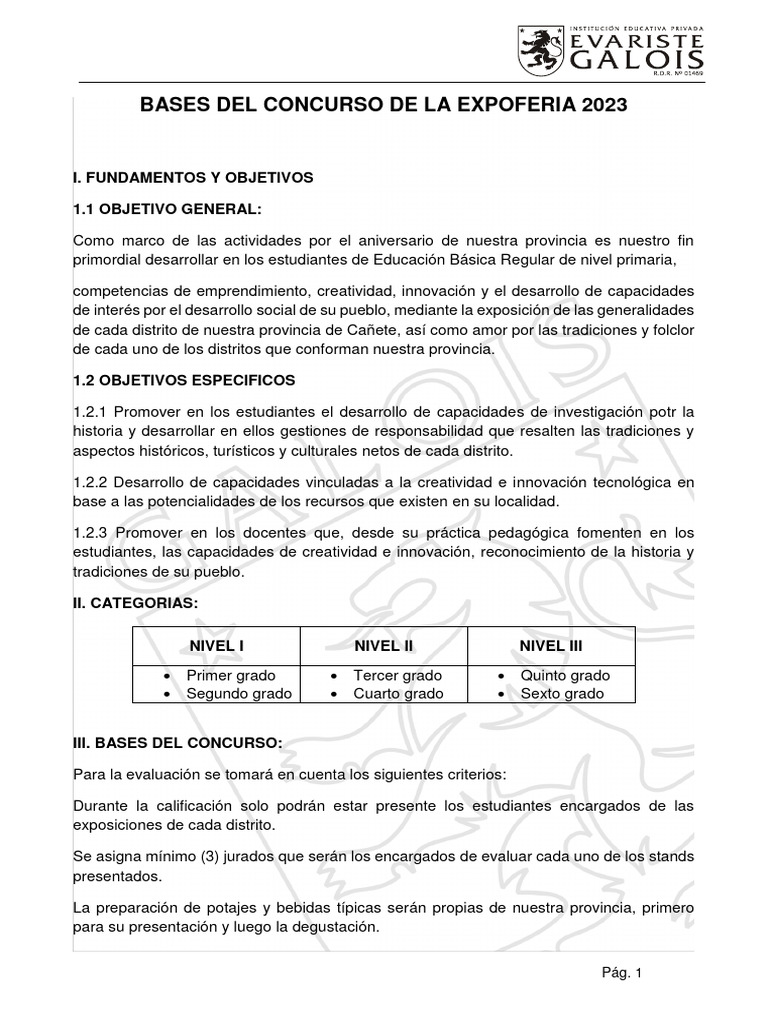 Bases Del Concurso de Expoferia 2023 | PDF