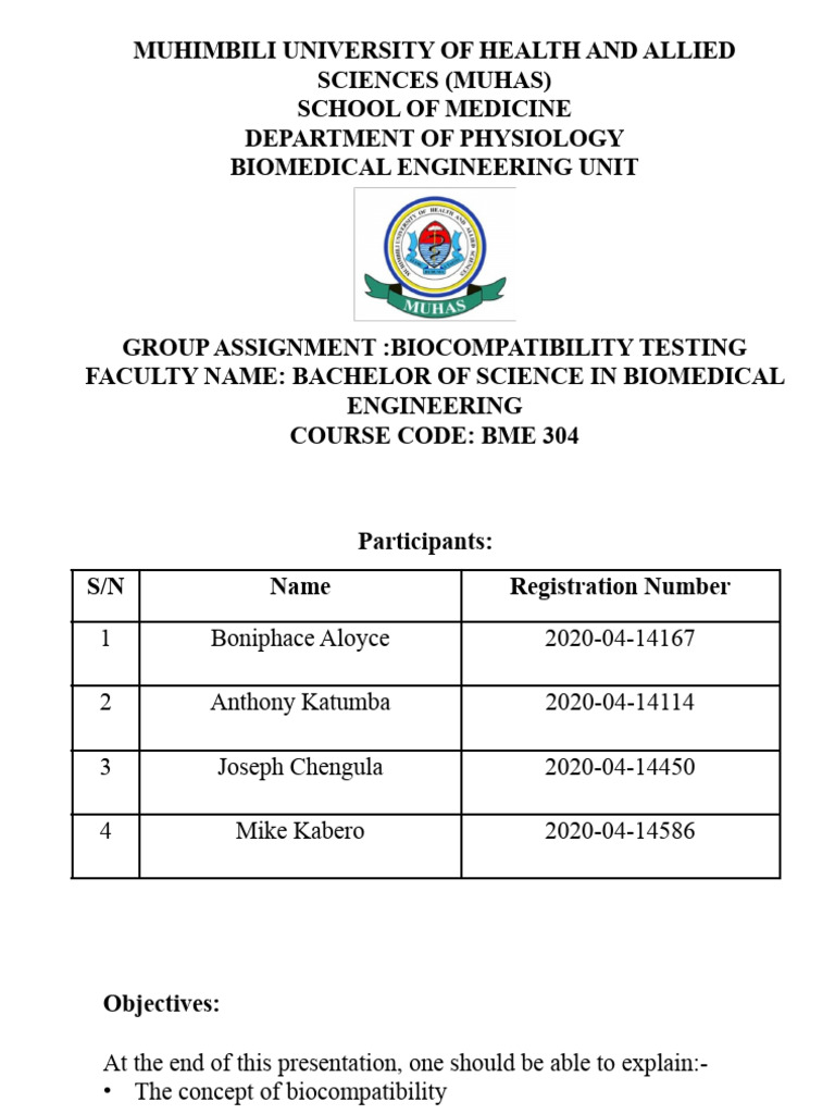 Biocompatibility Testing Group 1 | PDF