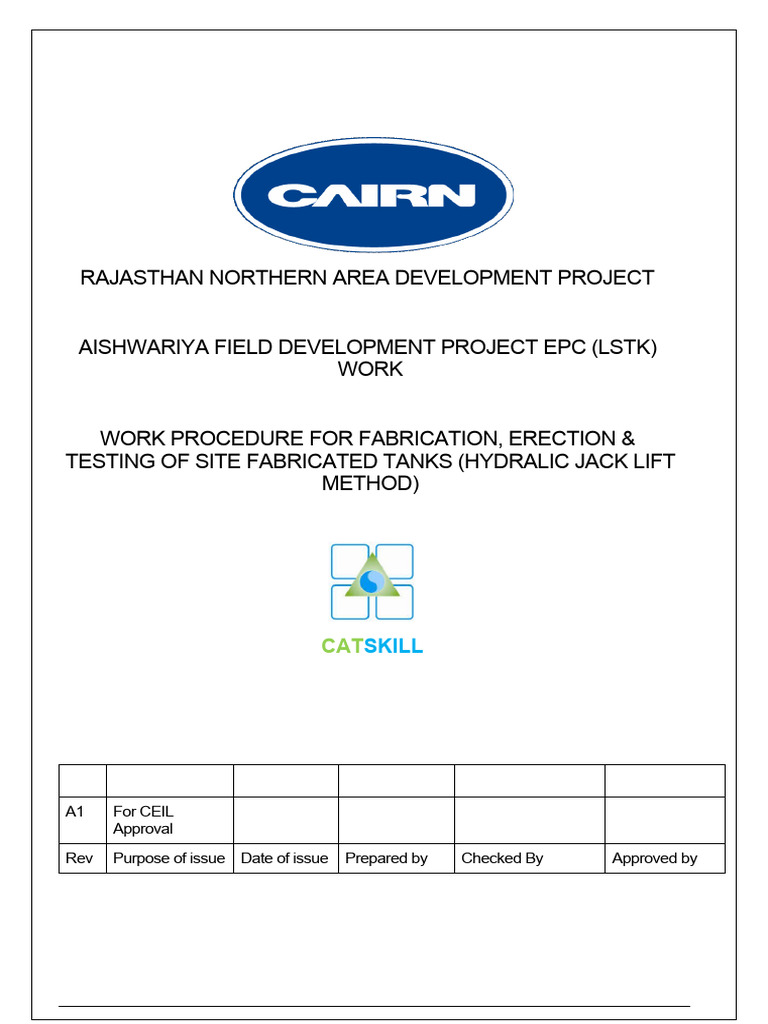 1.work Procedure For Fabrication, Erection & Testing of Site Fabricated ...