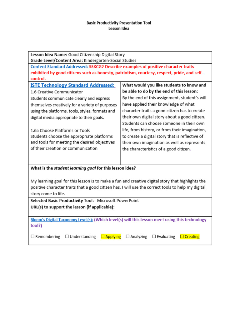 basic productivity tools lesson idea christine smith | PDF | Teachers | Learning