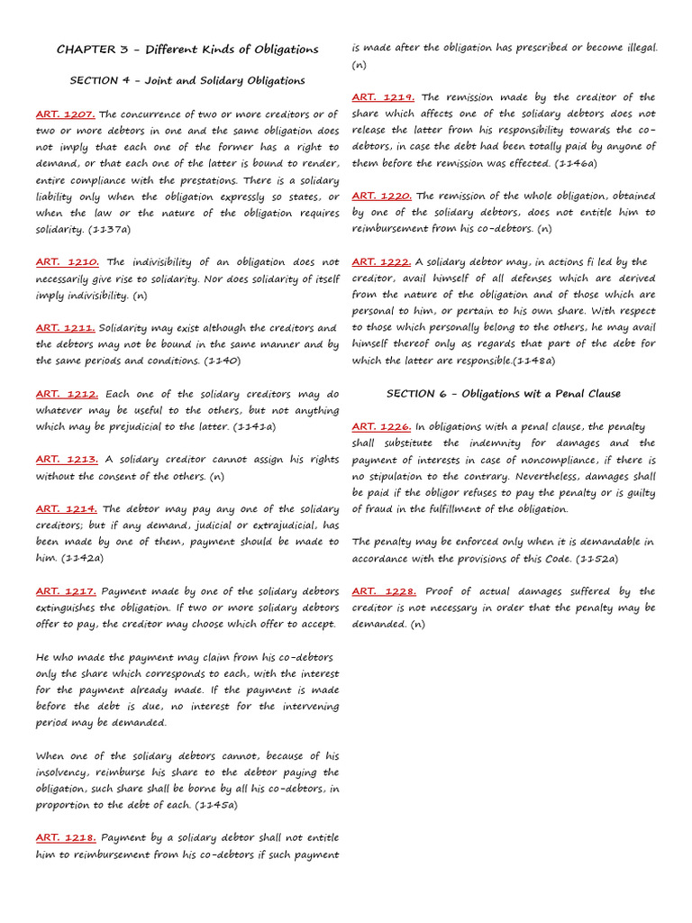 OBLICON CHAPTER 3 Memorize | PDF | Common Law | Civil Law (Legal System)