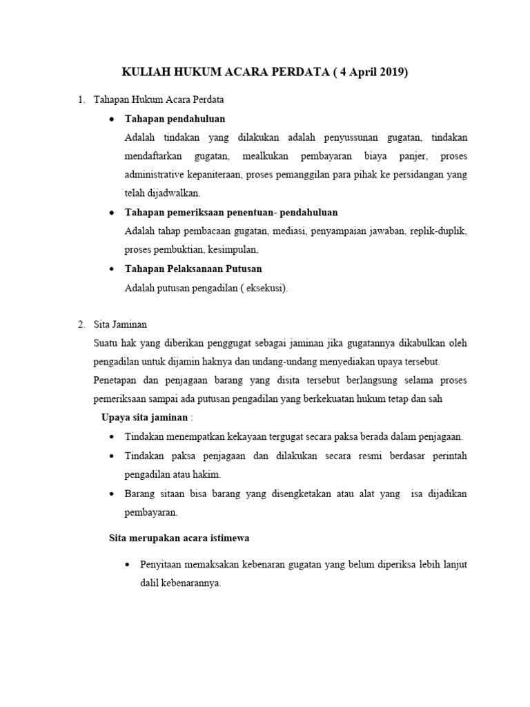 Catatan Hukum Acara Perdata | PDF