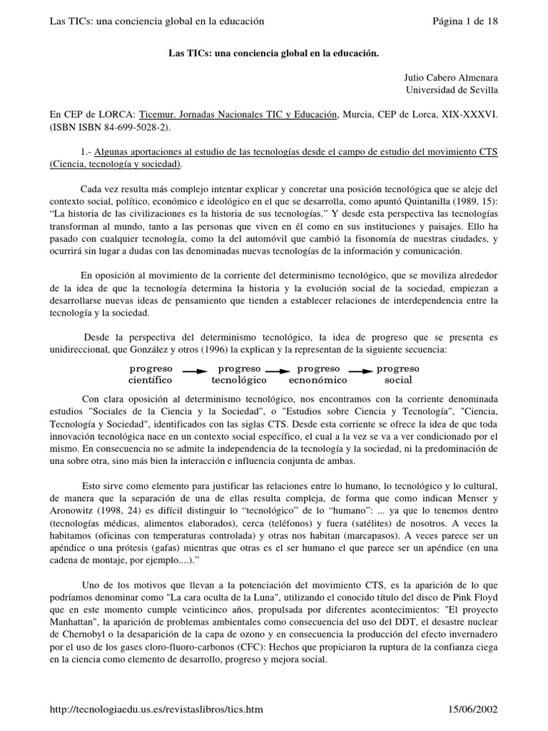 Las TICs Una Conciencia Global en La Edu | PDF | Tecnología de información y comunicaciones