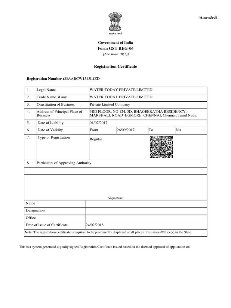 GST Registration Certificate | PDF | Tamil Nadu | Government