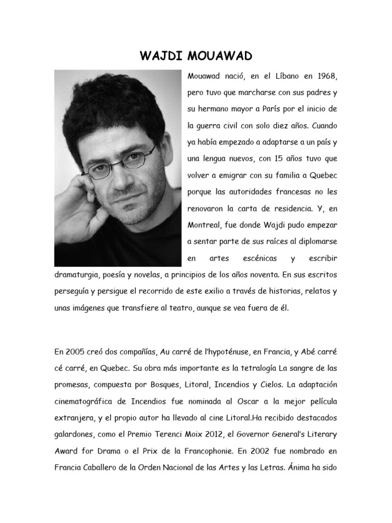Wajdi Mouawad | PDF | Arte | Poesía