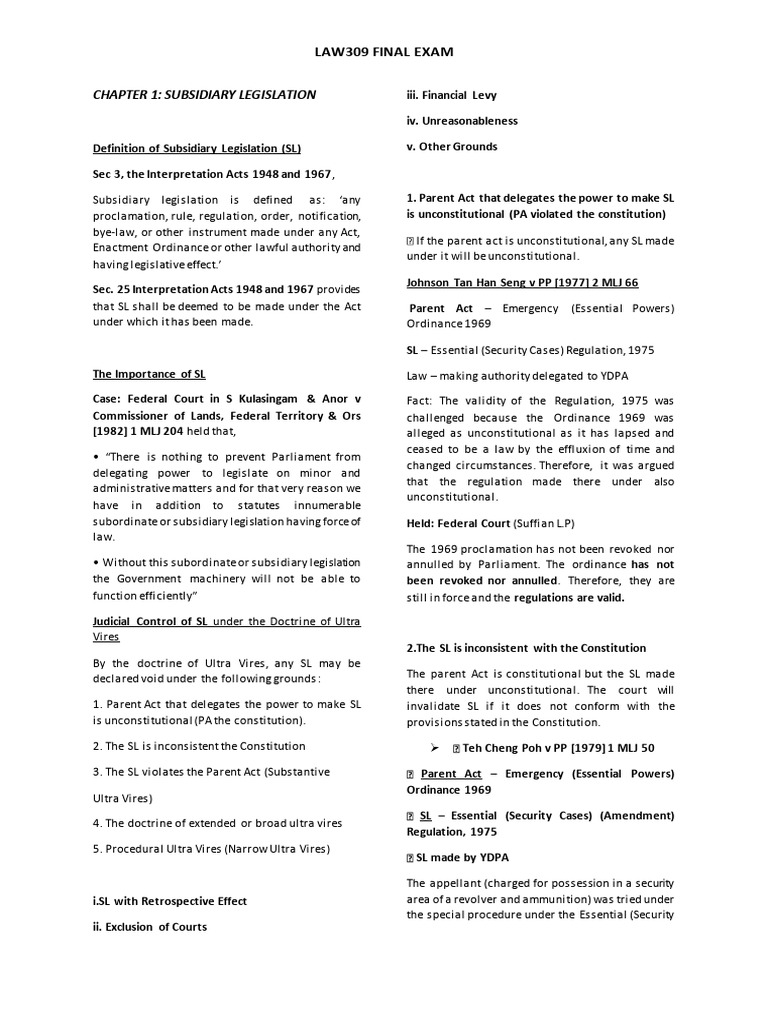 Law309 Final Exam Overview | PDF | Ex Post Facto Law | Public Law
