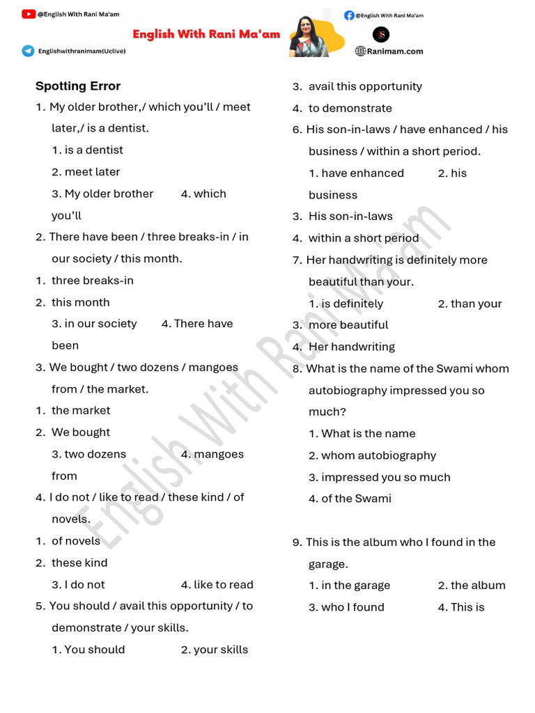 Spotting Errors 4 | PDF