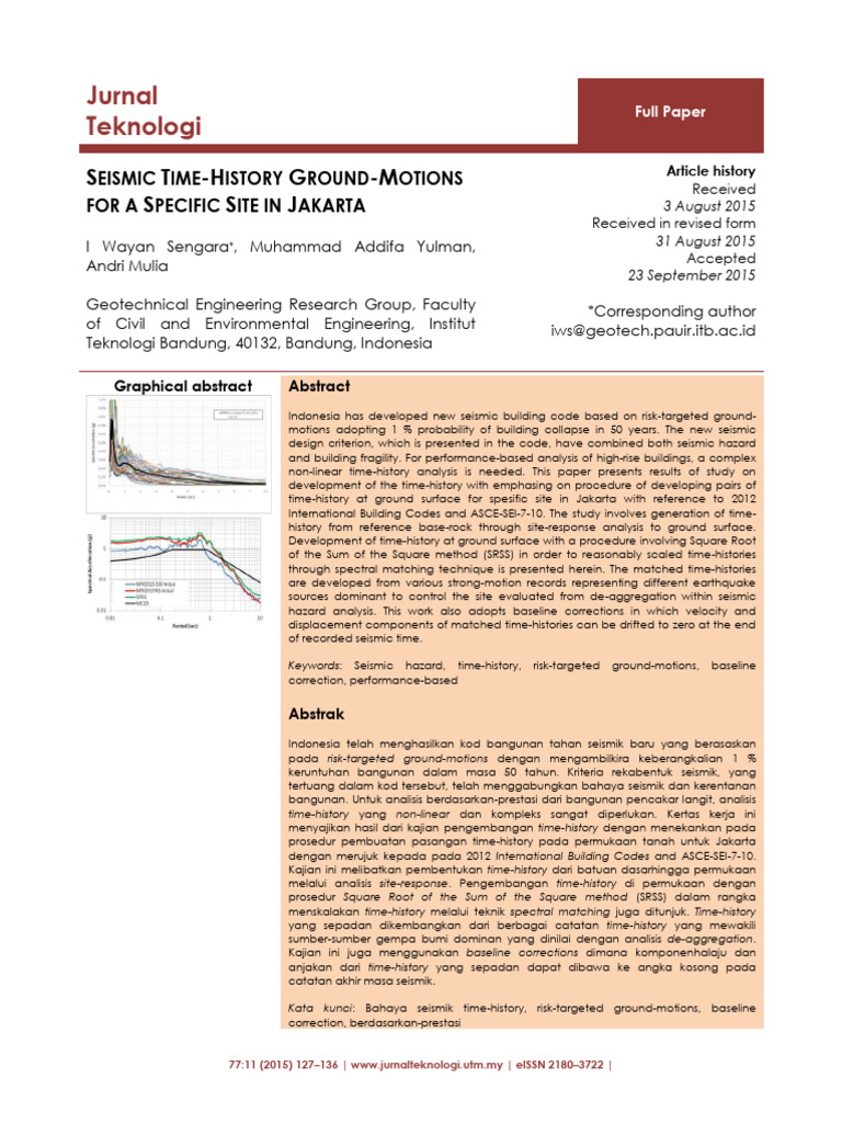 Seismic Time History Ground Motions For | PDF