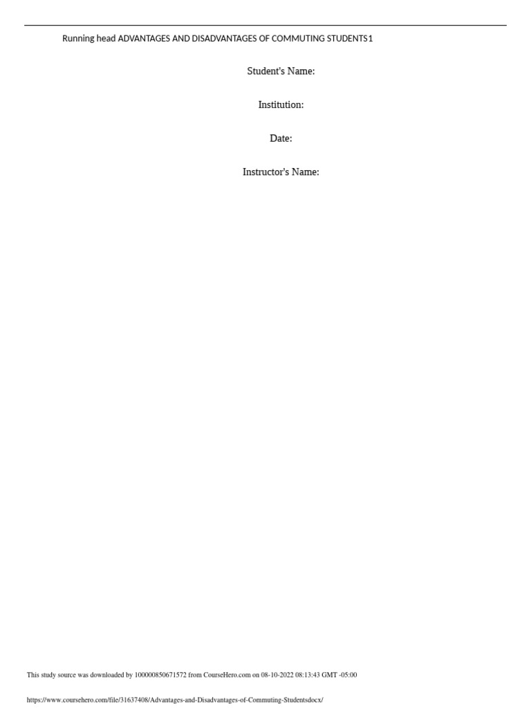 Advantages and Disadvantages of Commuting Students | PDF