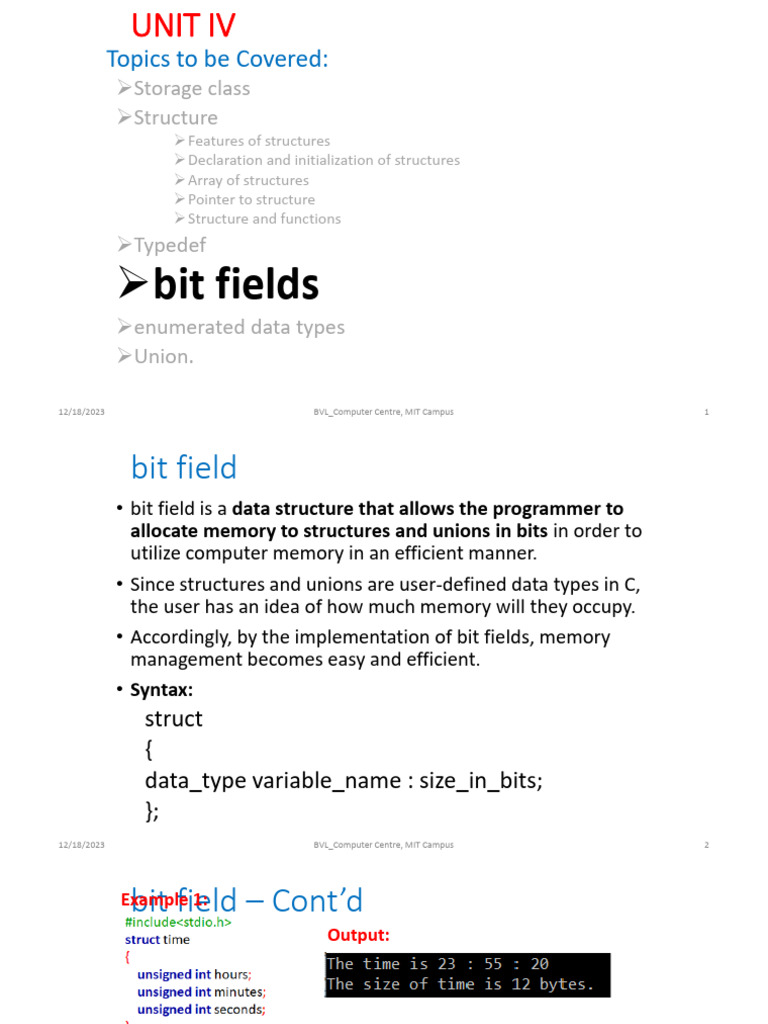 U4 5 BitFields | PDF | Integer (Computer Science) | Data Type