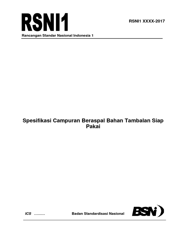 RSNI 1 - Spesifikasi Bahan Tambalan Siap Pakai 25okt17 Final-2 | PDF