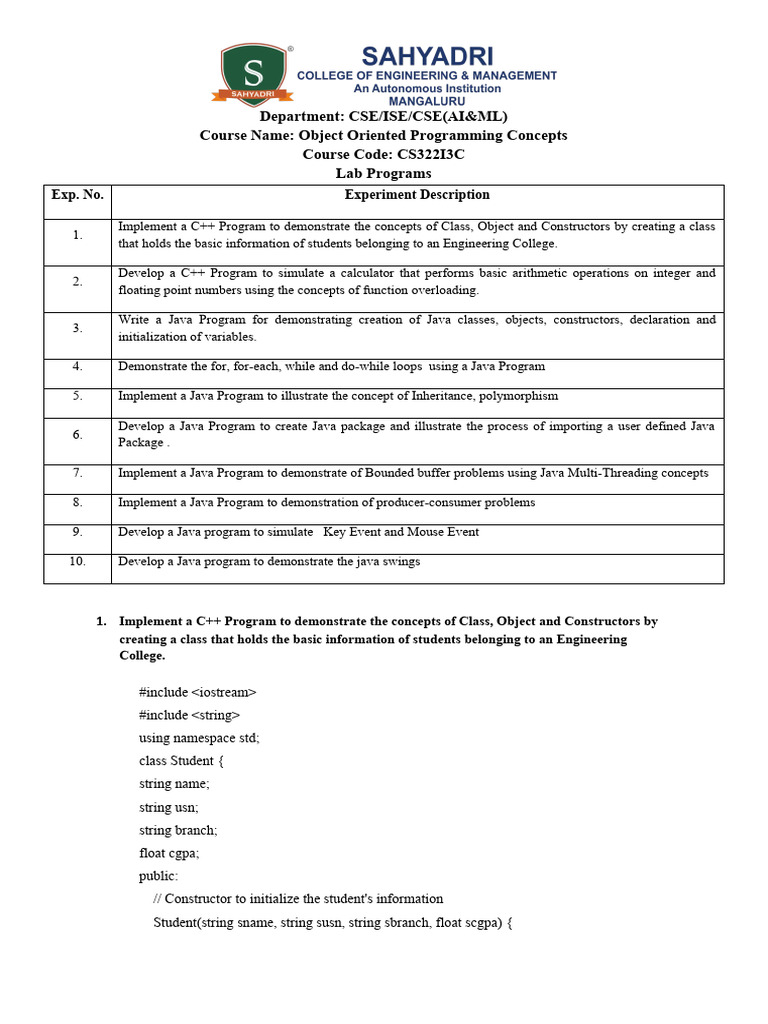 Ooc Labprogram Pdf C Constructor Object Oriented Programming