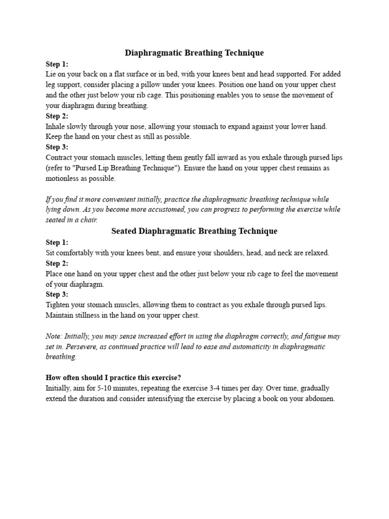 Diaphragmatic Breathing Technique Pdf Wellness