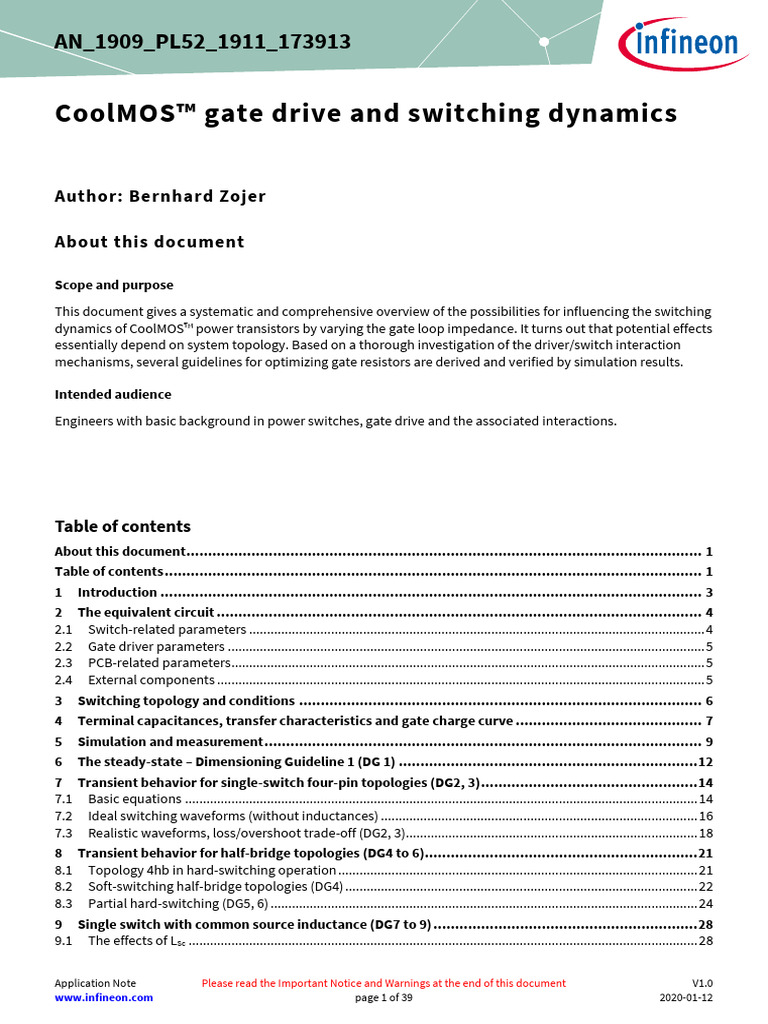 Infineon-MOSFET CoolMOS Gate Drivce Switching Dynamics | PDF