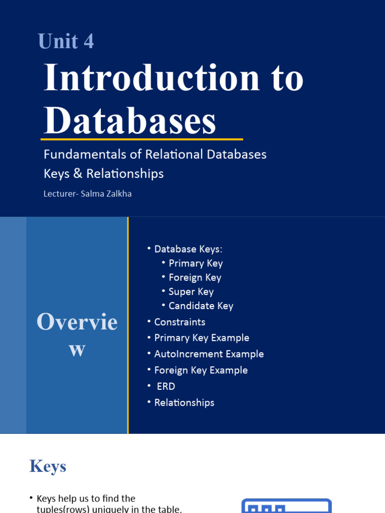 Lecture-3 Fundamentals of RDB - Keys and Relationships | PDF