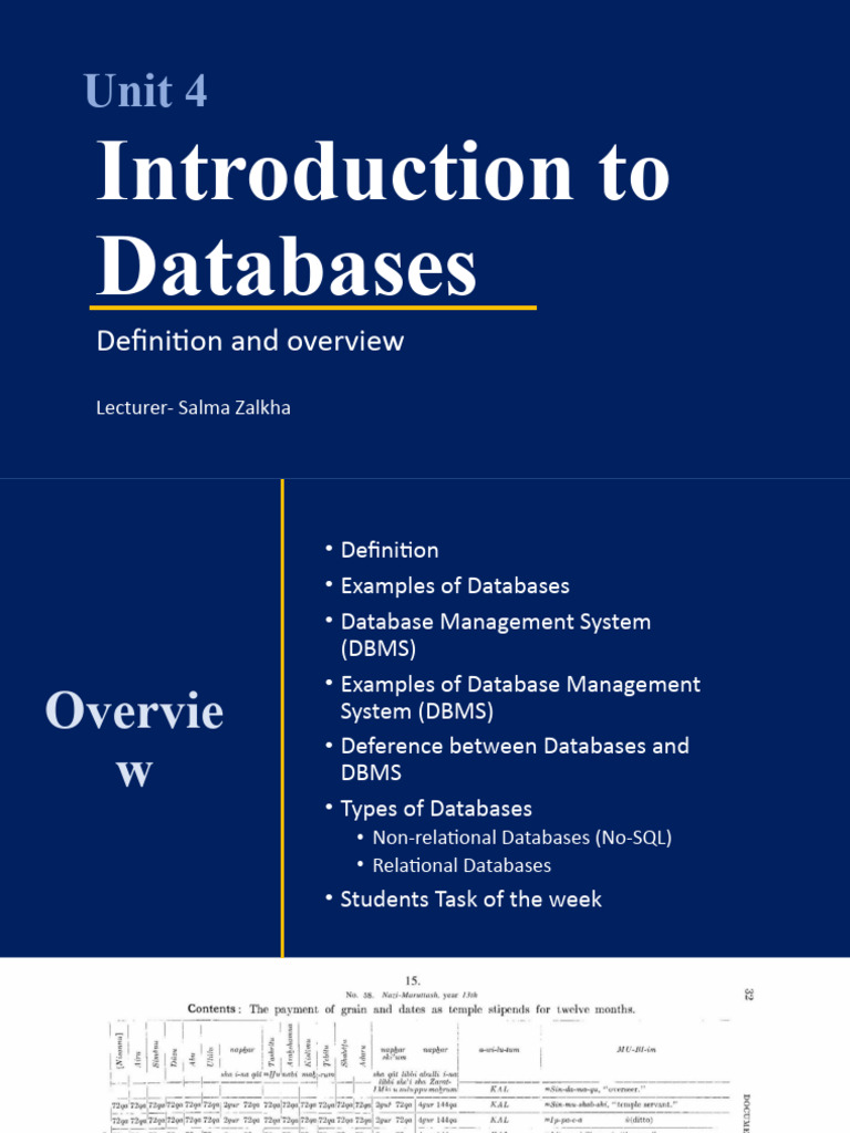 Lecture-1 Introduction to Database- Databeses Overview | PDF | Databases | No Sql