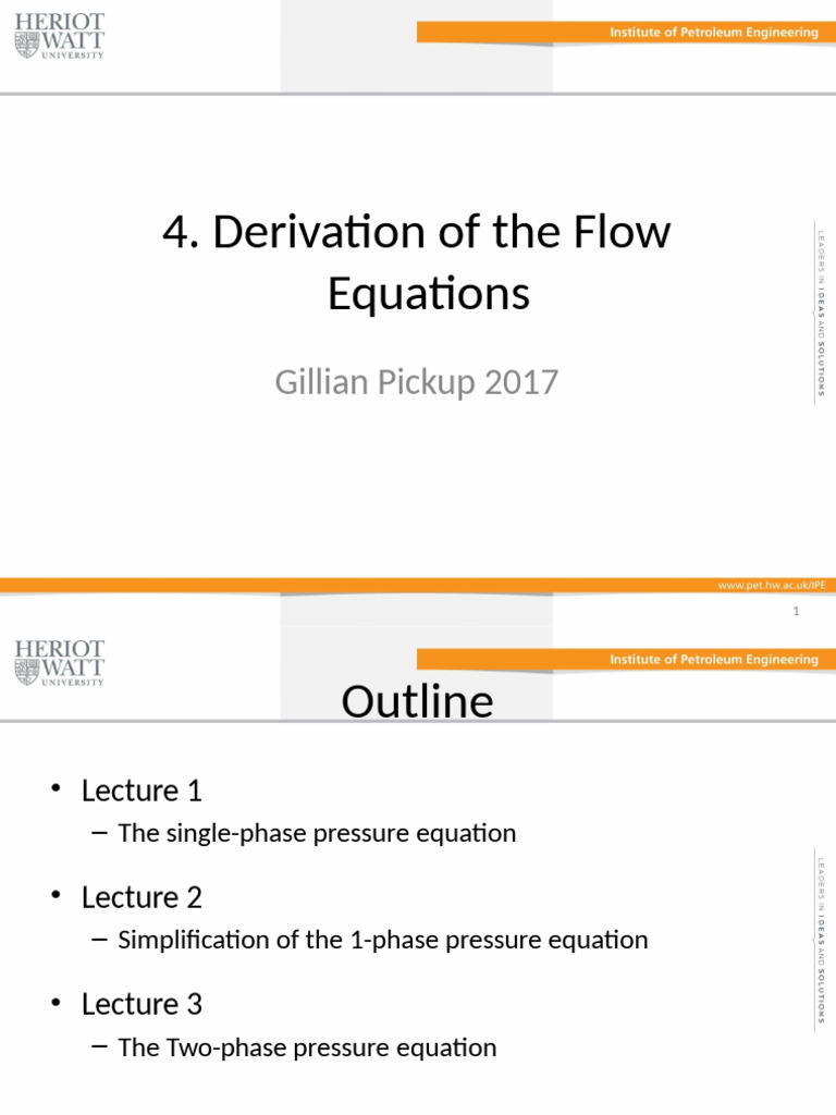 Topic 4 Derivation of Flow Equations | PDF | Fluid Dynamics | Porosity