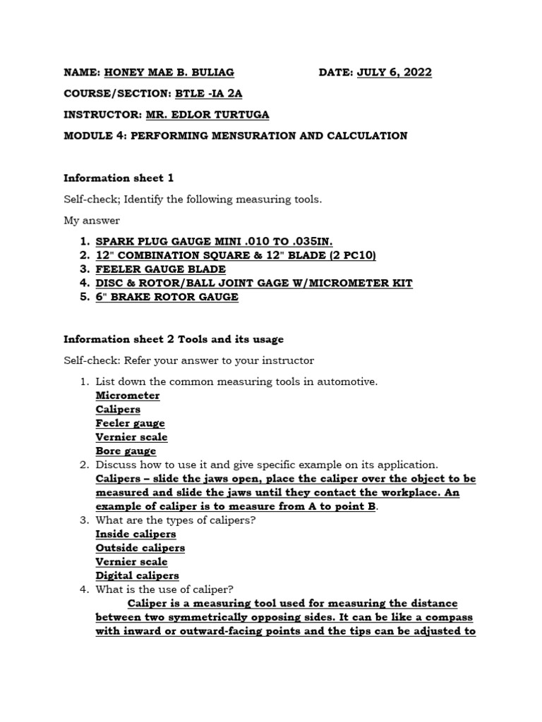 Module 4 - Perform Mensuration and Calculation | PDF