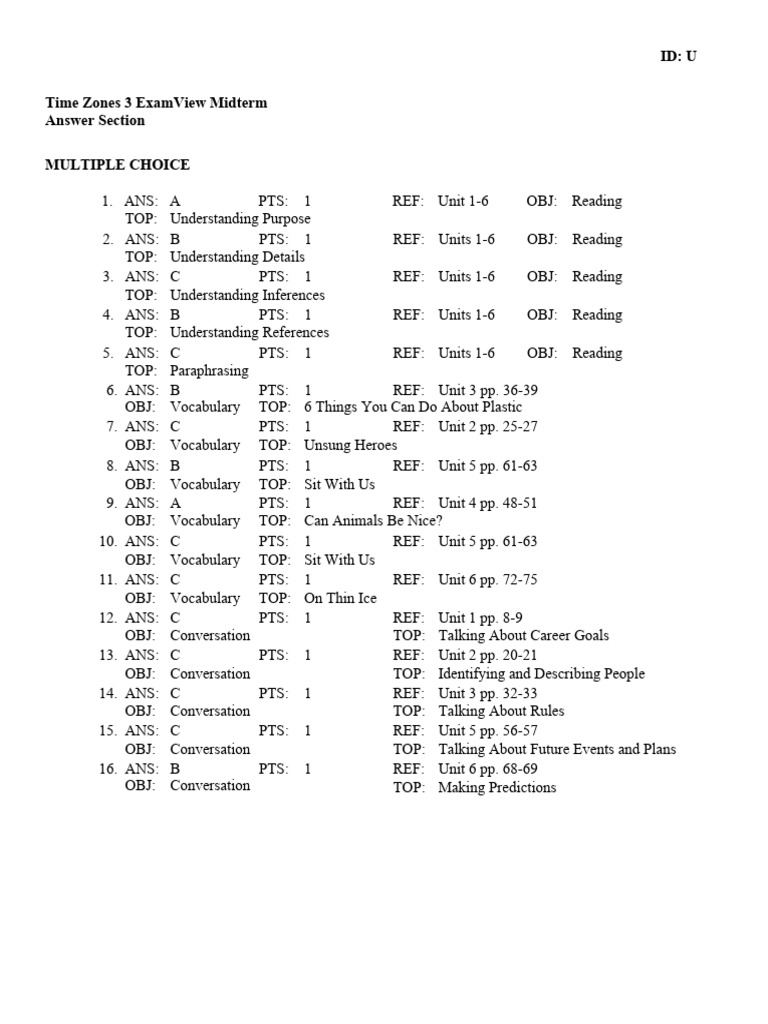 Midterm Exam: Time Zones 3 Review | PDF | Language Mechanics | Languages