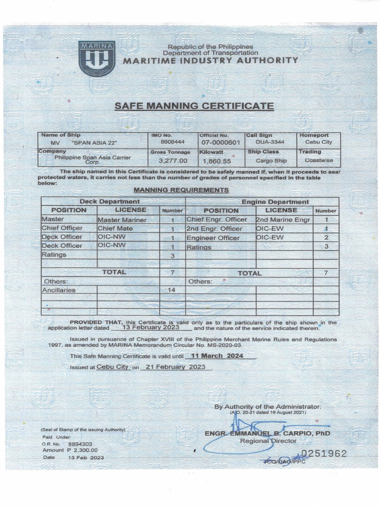 Latest Safe Manning 2024 | PDF