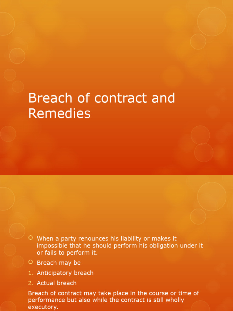 11 Breach of Contract and Remedies | PDF | Damages | Breach Of Contract