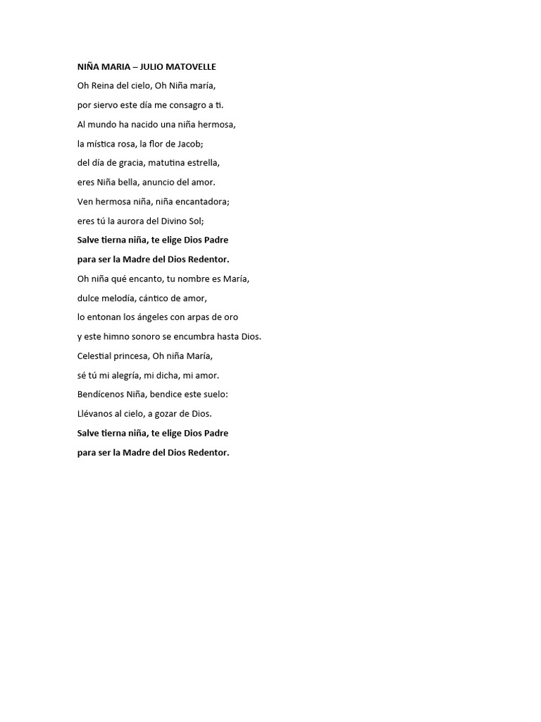 Canciones Maria Misa 8 Septiembre | PDF | María, madre de Jesús | Amor