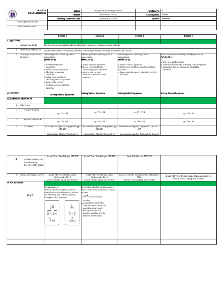 DLL WK 17 LC 27 | PDF | Equations | Elementary Mathematics