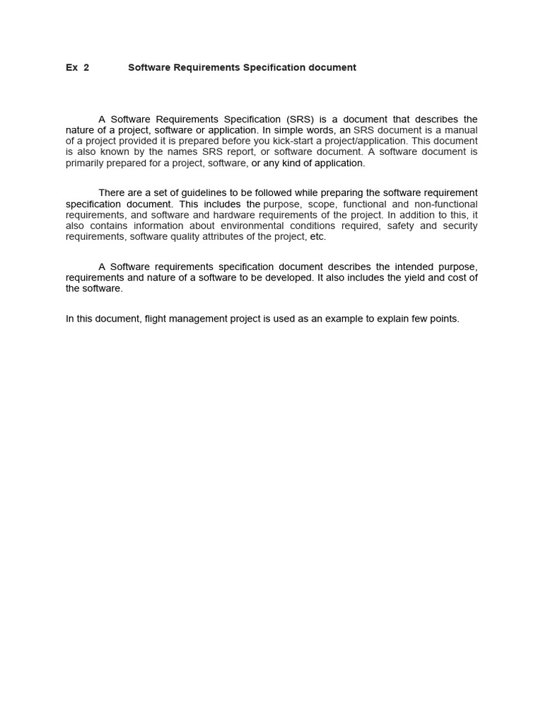 Ex 2 Software Requirements Specification Document | PDF | Databases | Application Software