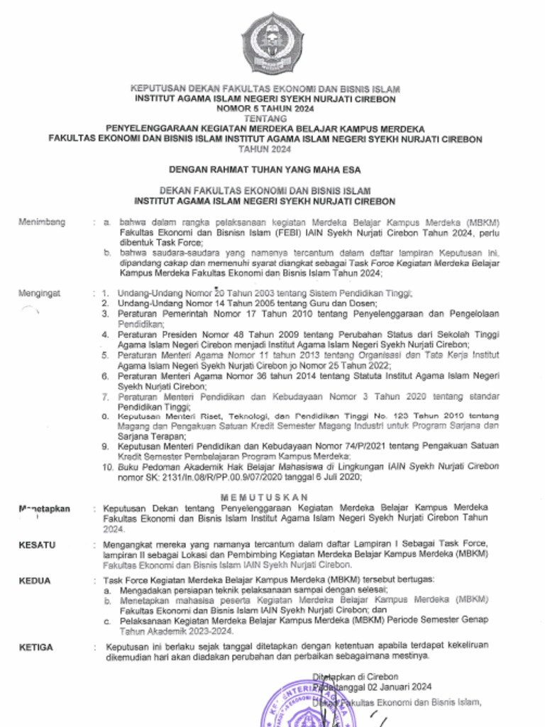 Lokasi Magang MBKM IAIN Cirebon 2024 | PDF