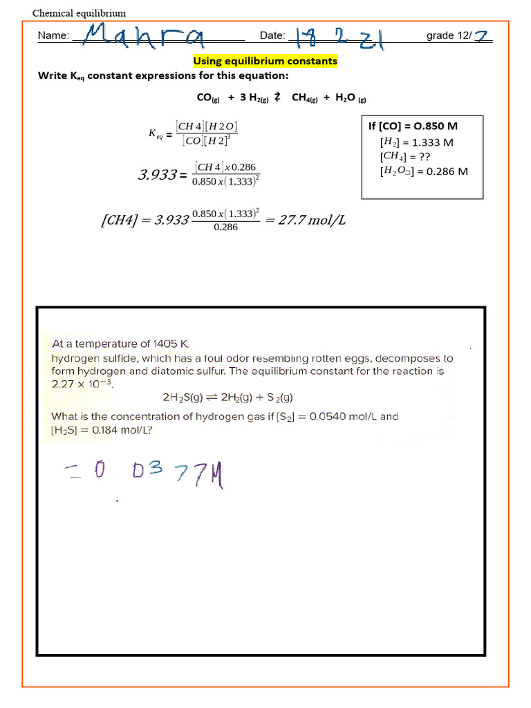 Using Equilibrium Constants | PDF