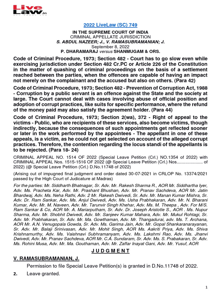 749-p-dharamaraj-v-shanmugam-8-sep-2022-434515 | PDF | Prosecutor ...