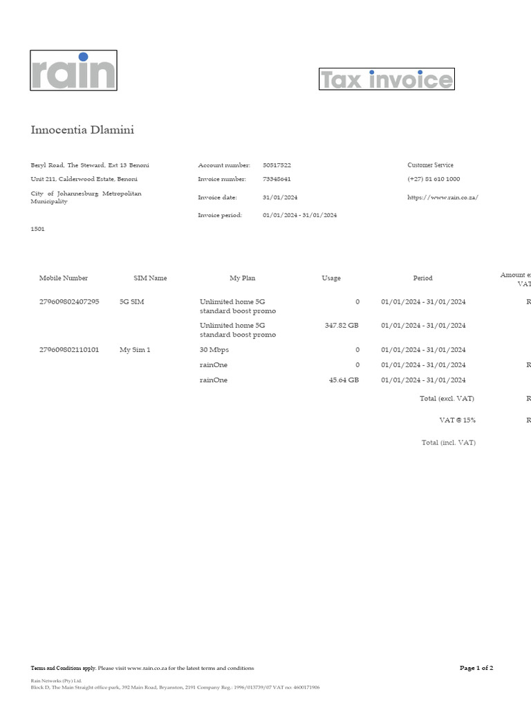 Innocentia Dlamini: Total (Incl. VAT) | PDF | Invoice | Business