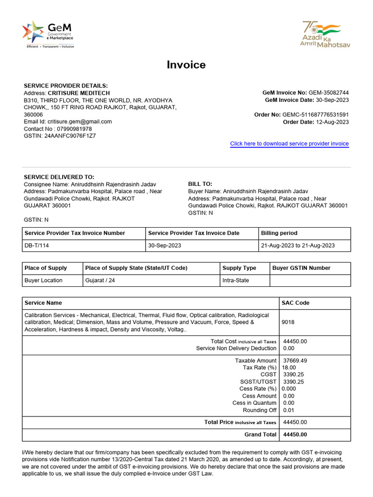 ODJtNXFuM09rSUY4SDlsMGZ2ZVJTQT09 Invoice | PDF | Taxes | Invoice