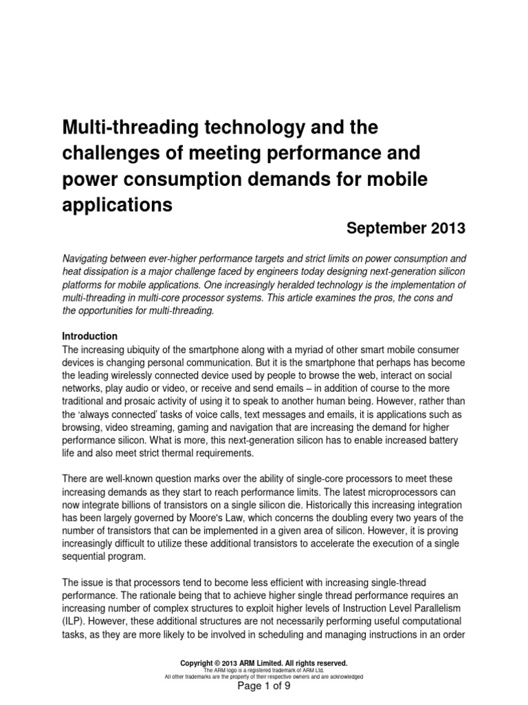 Multi Threading Technology And The Challenges Of Meeting Performan
