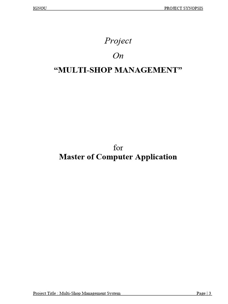 Multi Shop Management JAVA & MySQL MCA IGNOU 2024 | PDF