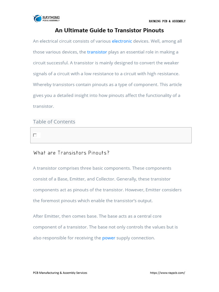 An Ultimate Guide To Transistor Pinouts | PDF | Bipolar Junction Transistor | Field Effect ...