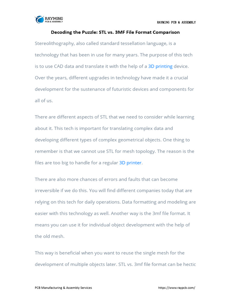Decoding The Puzzle STL vs. 3MF File Format Comparison | PDF | 3 D ... Decoding The Puzzle STL vs. 3MF File Format Comparison | PDF | 3 D ...