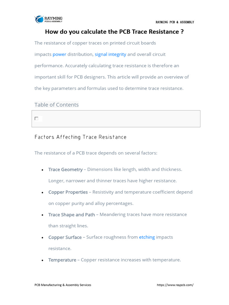 How Do You Calculate The PCB Trace Resistance | Download Free PDF ...
