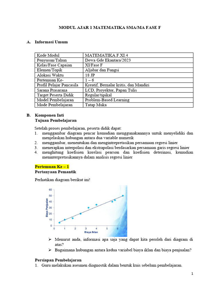 Modul Ajar 4 Matematika Sma Fase F Statistika | PDF