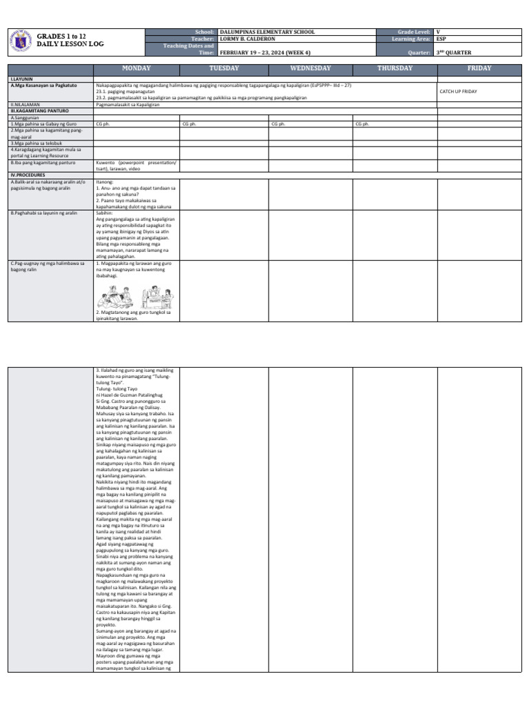DLL - Esp 5 - Q3 - W4 | PDF