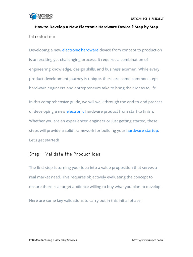 How To Develop A New Electronic Hardware Device Step by Step | PDF