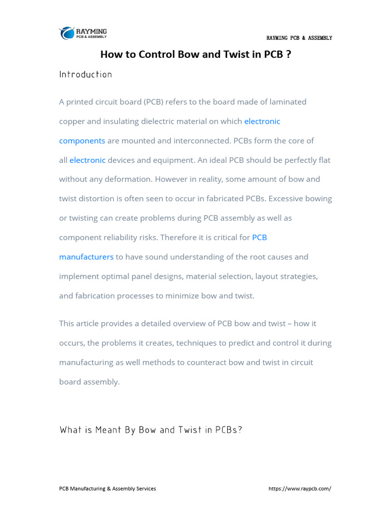 How to Control Bow and Twist in PCB | PDF | Printed Circuit Board ...