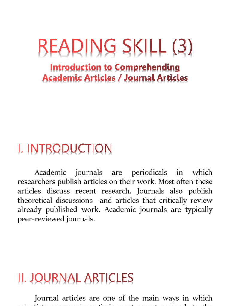 Understanding Academic Journal Articles | PDF