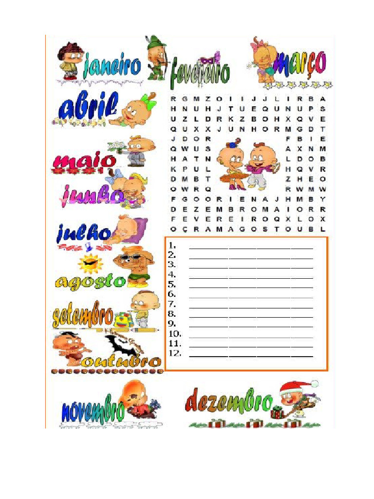 Meses Do Ano - Sopa de Letras | PDF