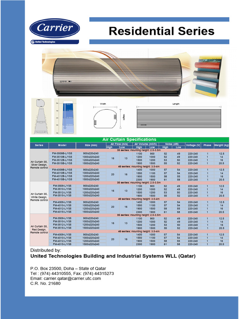 Carrier Air Curtain - Residential Series S5 | PDF | Information And ...