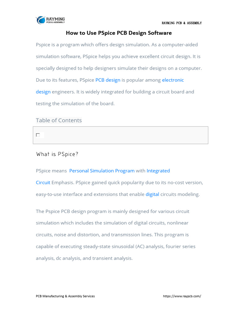 How To Use PSpice PCB Design Software | PDF | Electronic Circuits ...